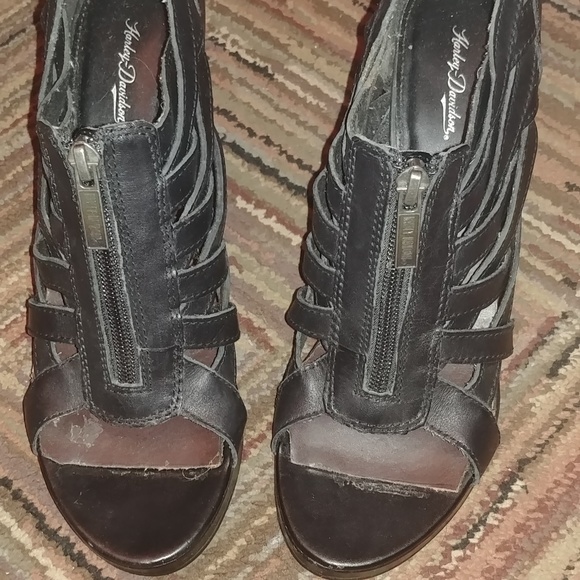 Harley-Davidson | Shoes | Harley Davidson Heels Black Leather 85 | Poshmark